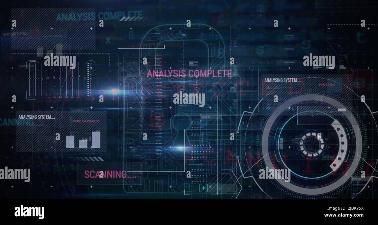 Image of security padlock over data processing on dark background Stock ...