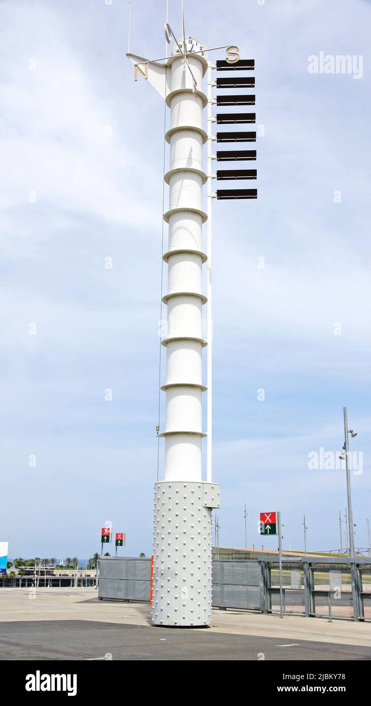 Wind signpost in El Forum square, Barcelona, Catalunya, Spain, Europe ...