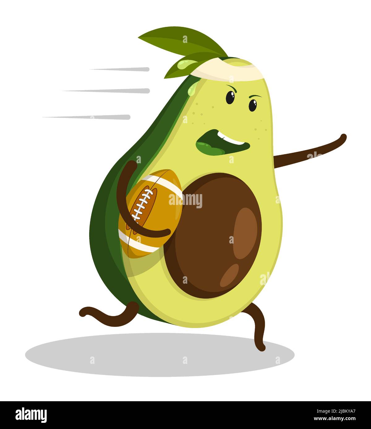 Avocado sport character, athlete american football player running with ...