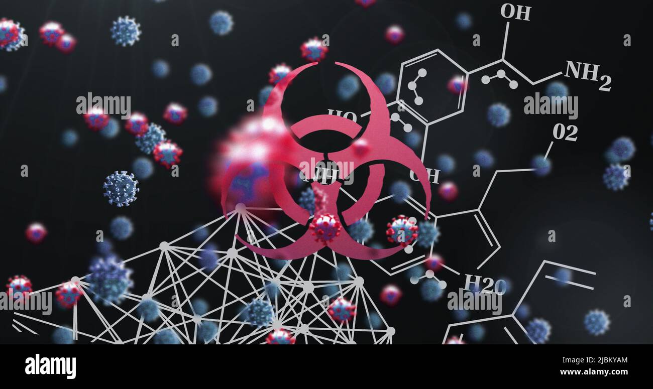 Image of virus cells over biohazard symbol Stock Photo - Alamy