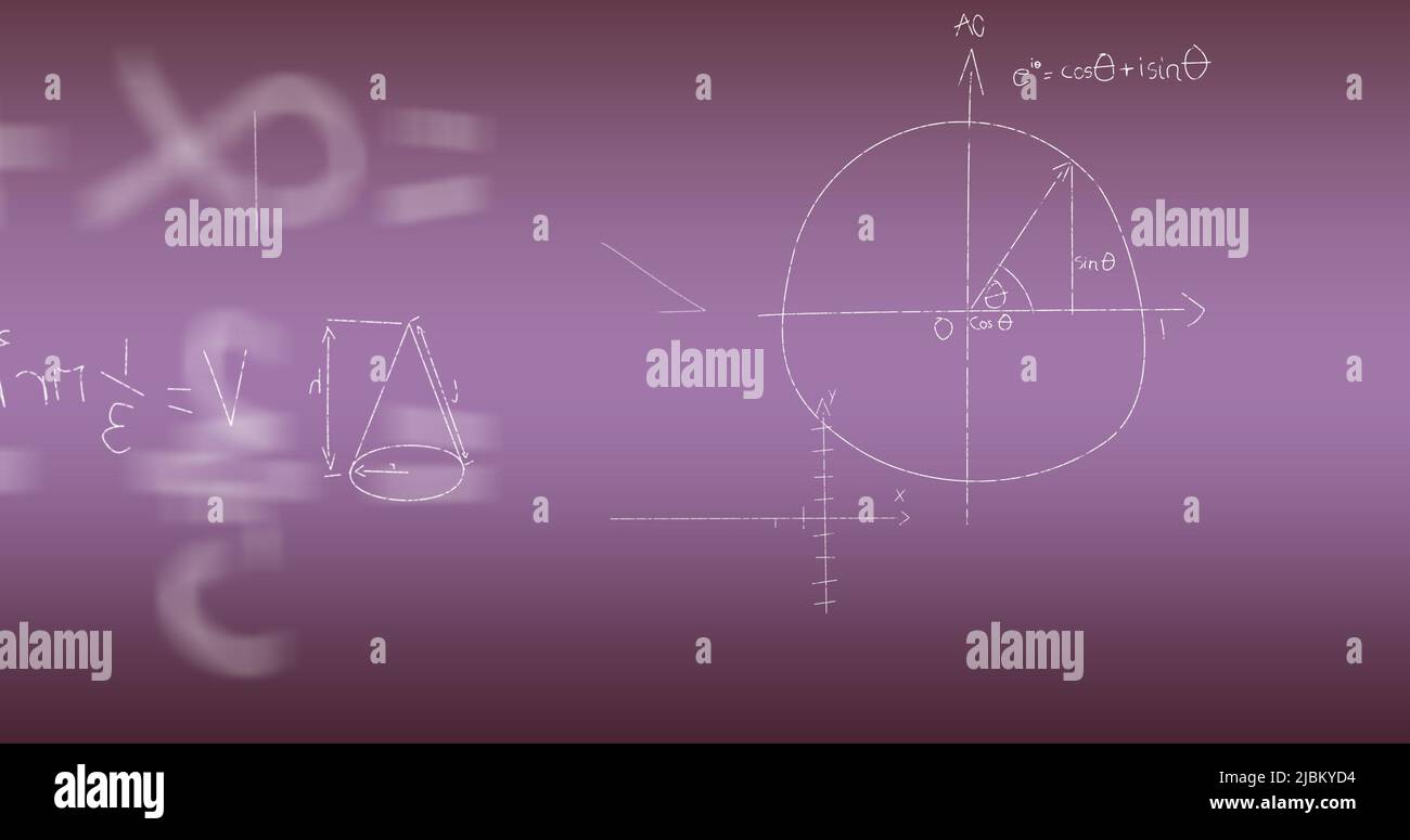 Image of mathematical equations on pink background Stock Photo - Alamy