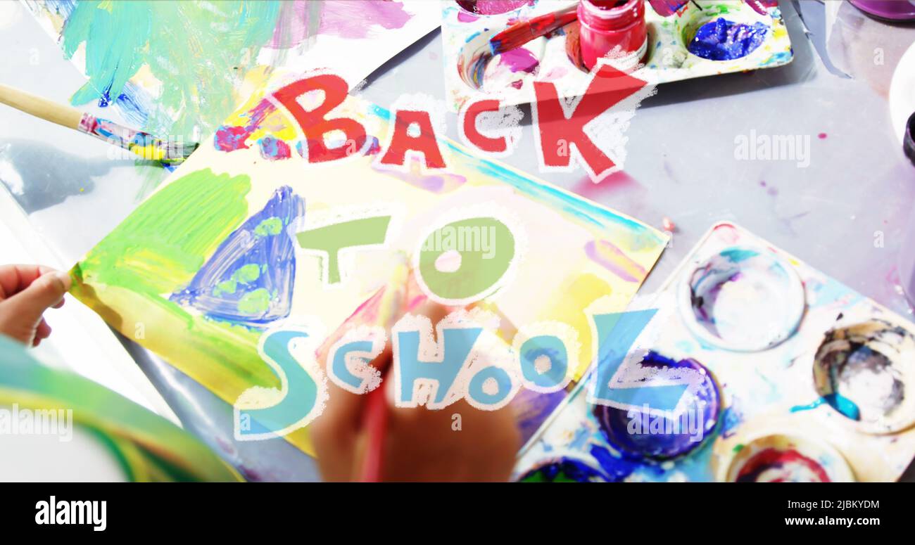 Back school text over abstract hi-res stock photography and images - Alamy