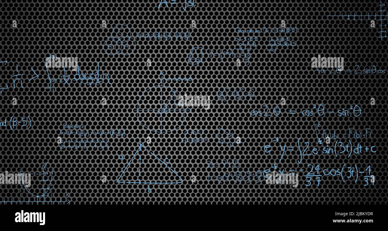 Image of mathematical equations on black background Stock Photo - Alamy