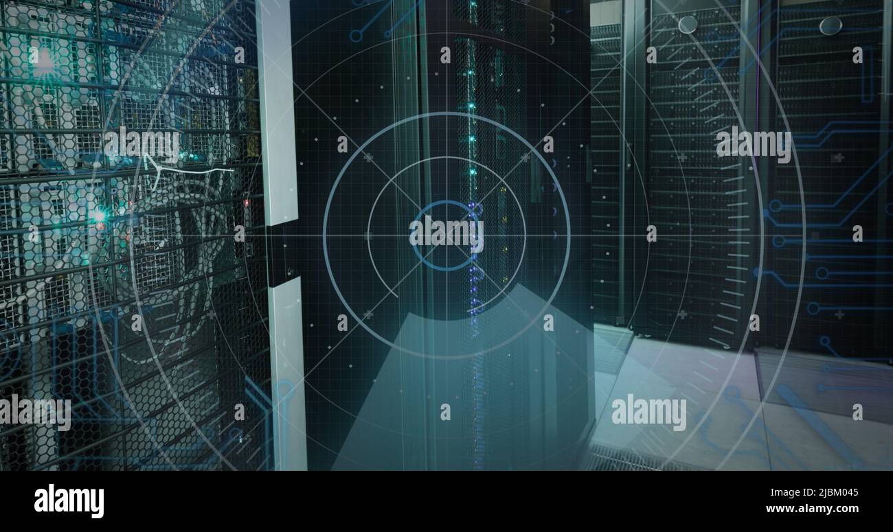 Image of data processing and scope scanning over computer servers Stock Photo - Alamy