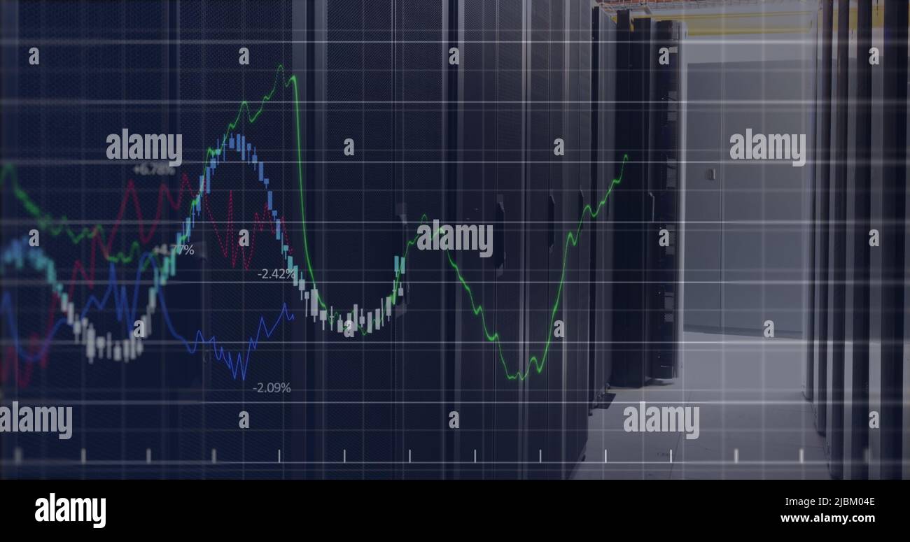 Image of financial data processing over server room Stock Photo - Alamy