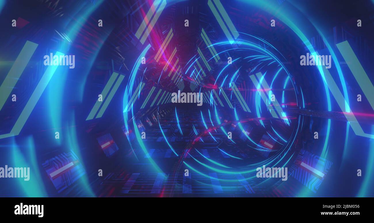 Image of triangles over digital tunnel Stock Photo - Alamy