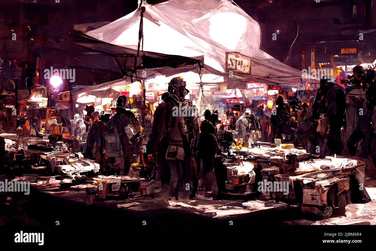 Cyberpunk street market hi-res stock photography and images - Alamy