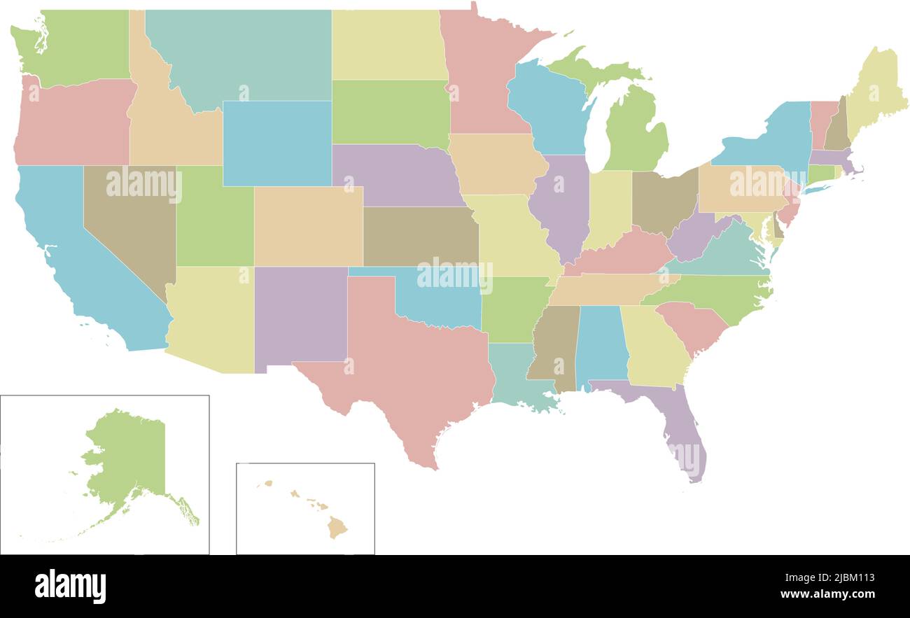 Vector blank map of USA with states and administrative divisions ...