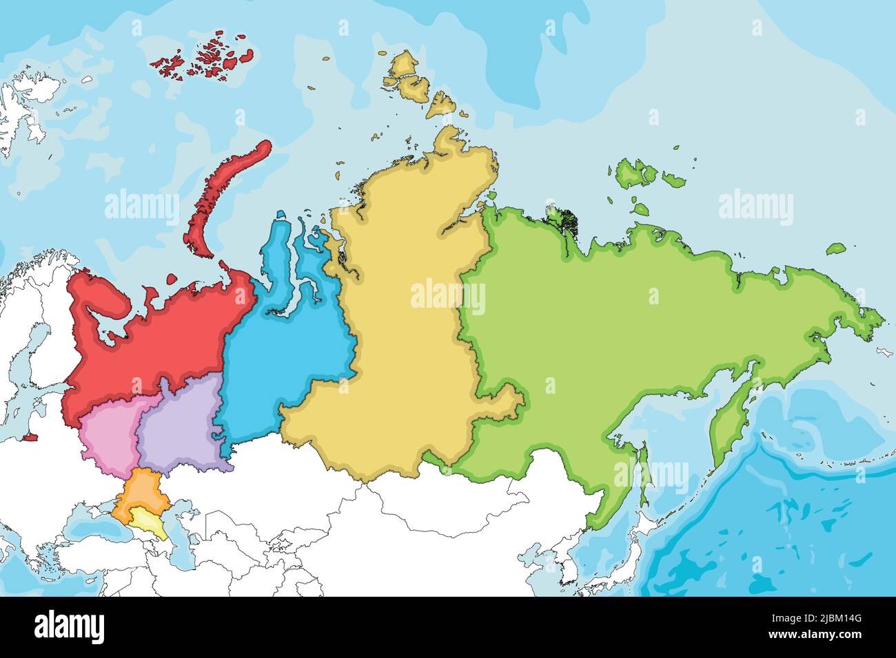 Vector illustrated blank map of Russia with regions or federal ...