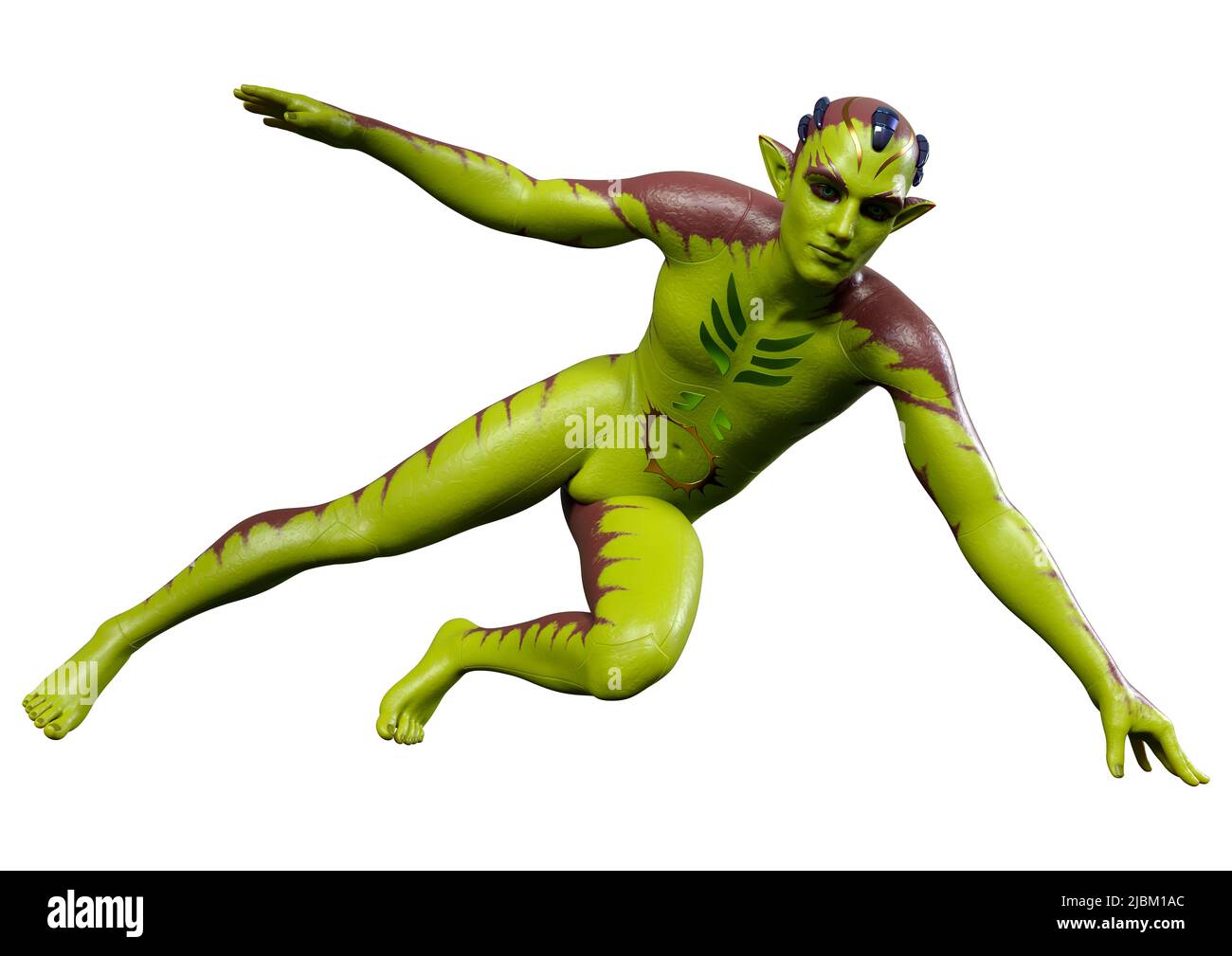 3D rendering of a green alien isolated on white background Stock Photo ...