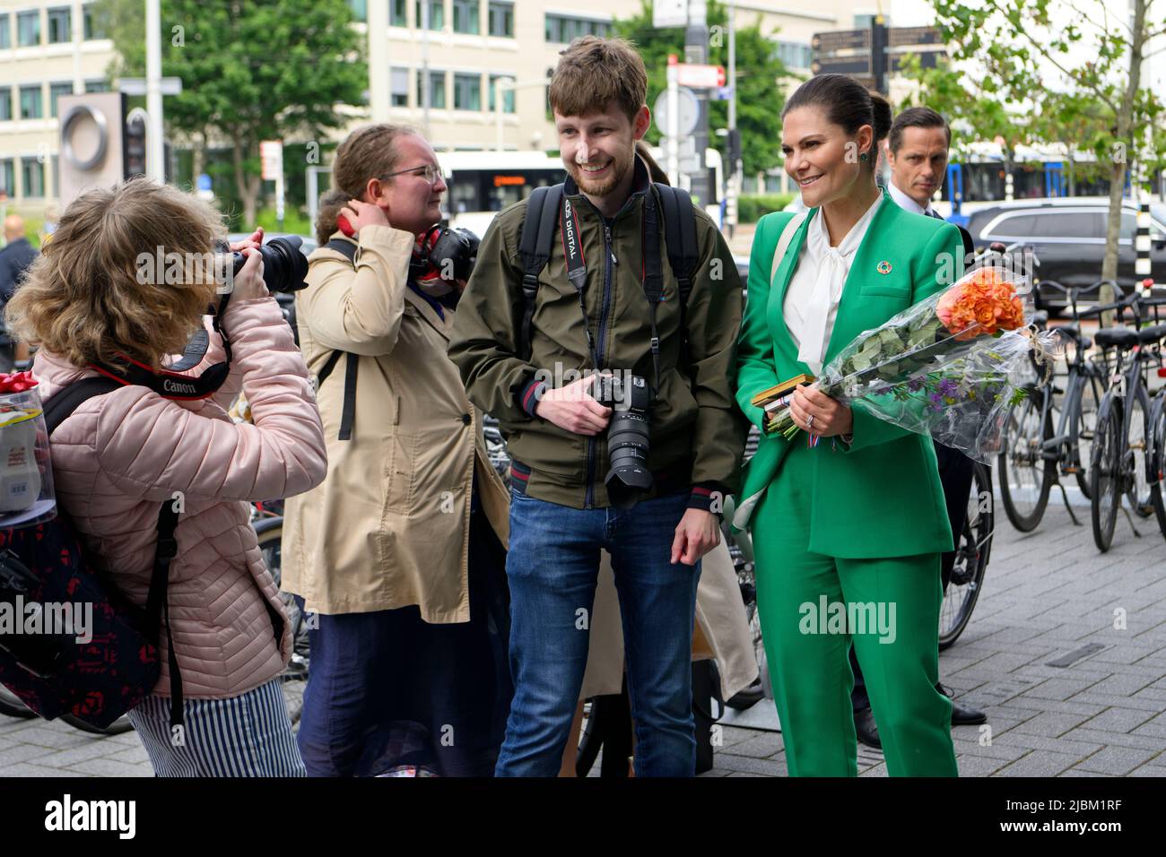 Crown Princess Victoria receives flowers upon arrival at Edge Olympic ...