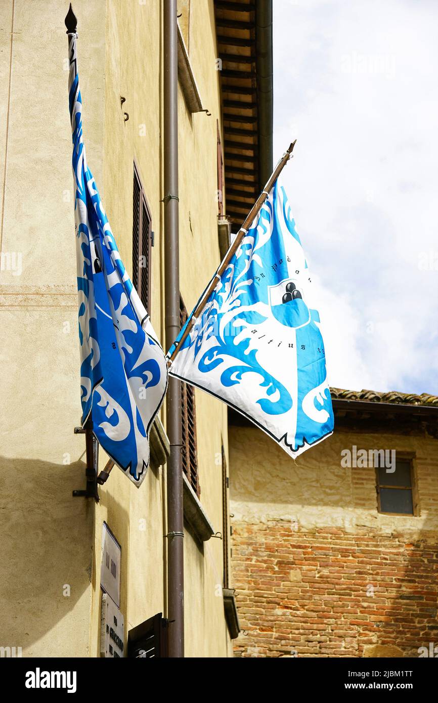 Identity flags of neighborhoods or towns of Tuscany in Italy, Europe ...