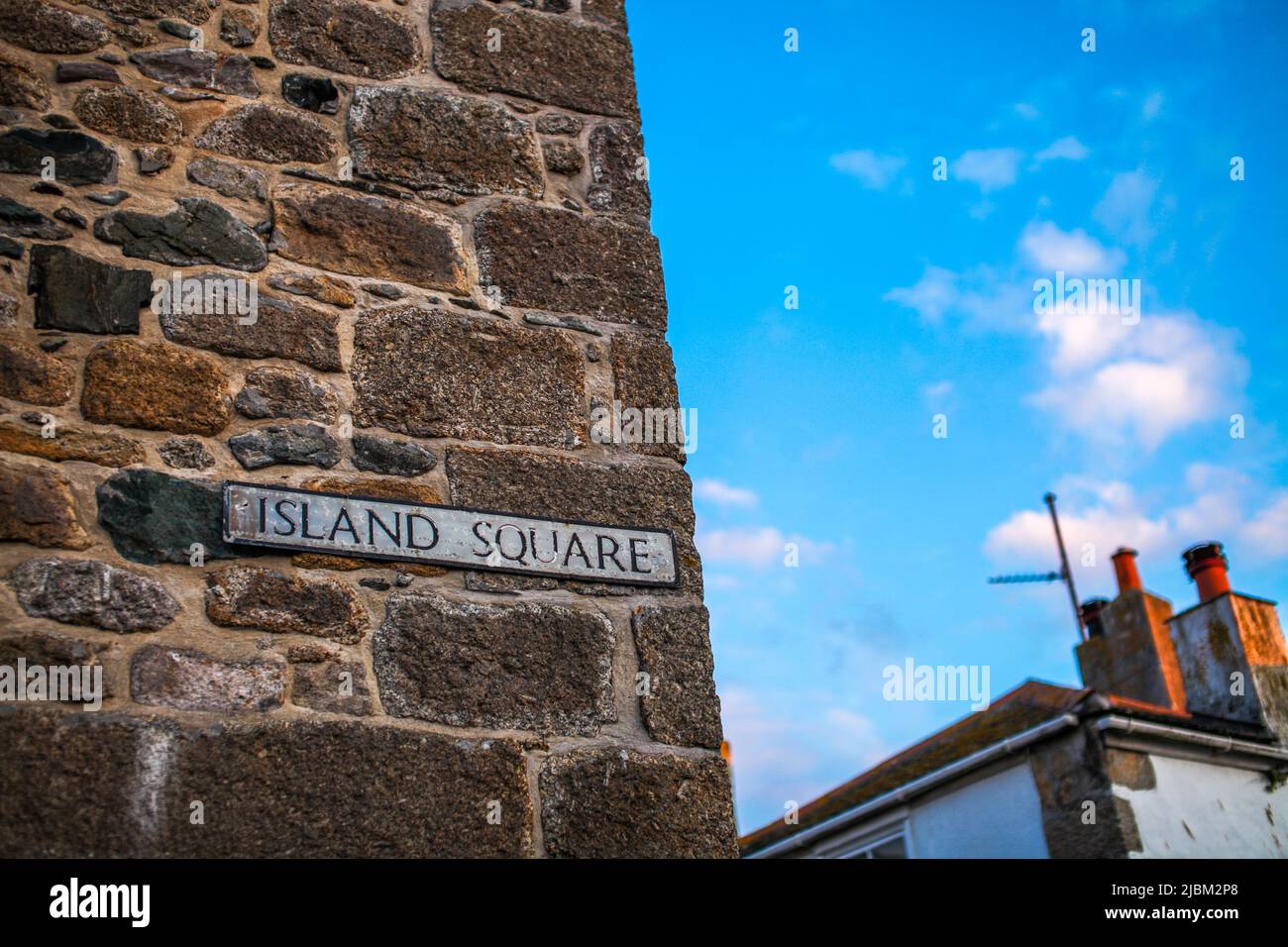 A sign for Island Square in St Ives, Cornwall, UK Stock Photo - Alamy