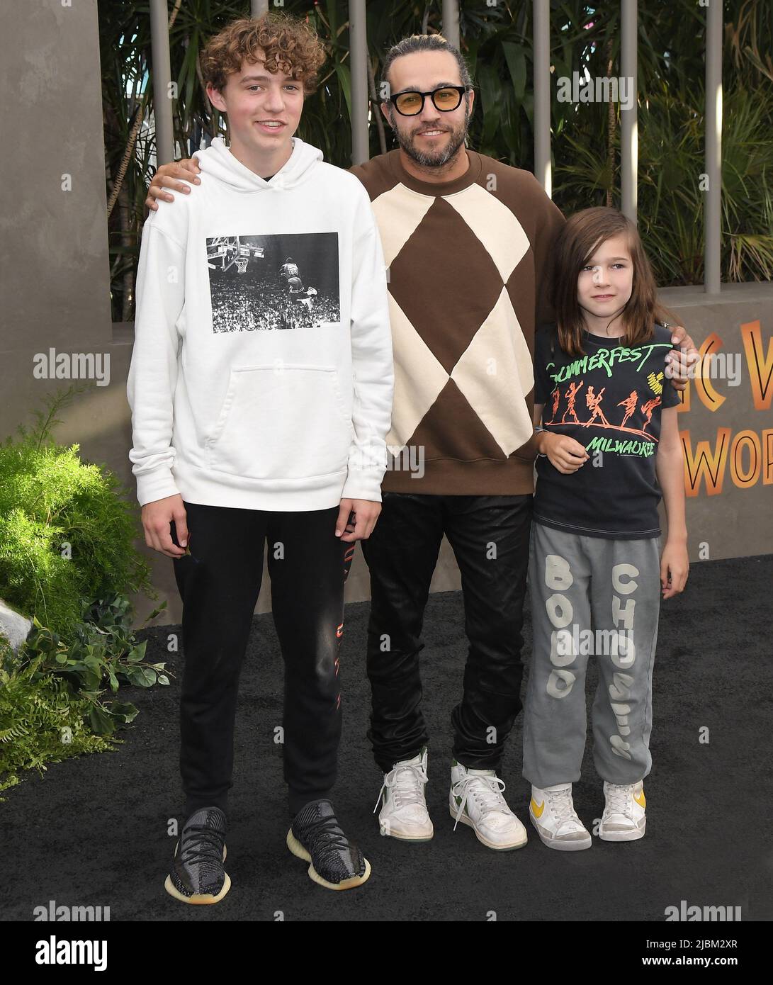 (L-R) Bronx Wentz, Pete Wentz and Saint Lazslo Wentz at the Universal ...