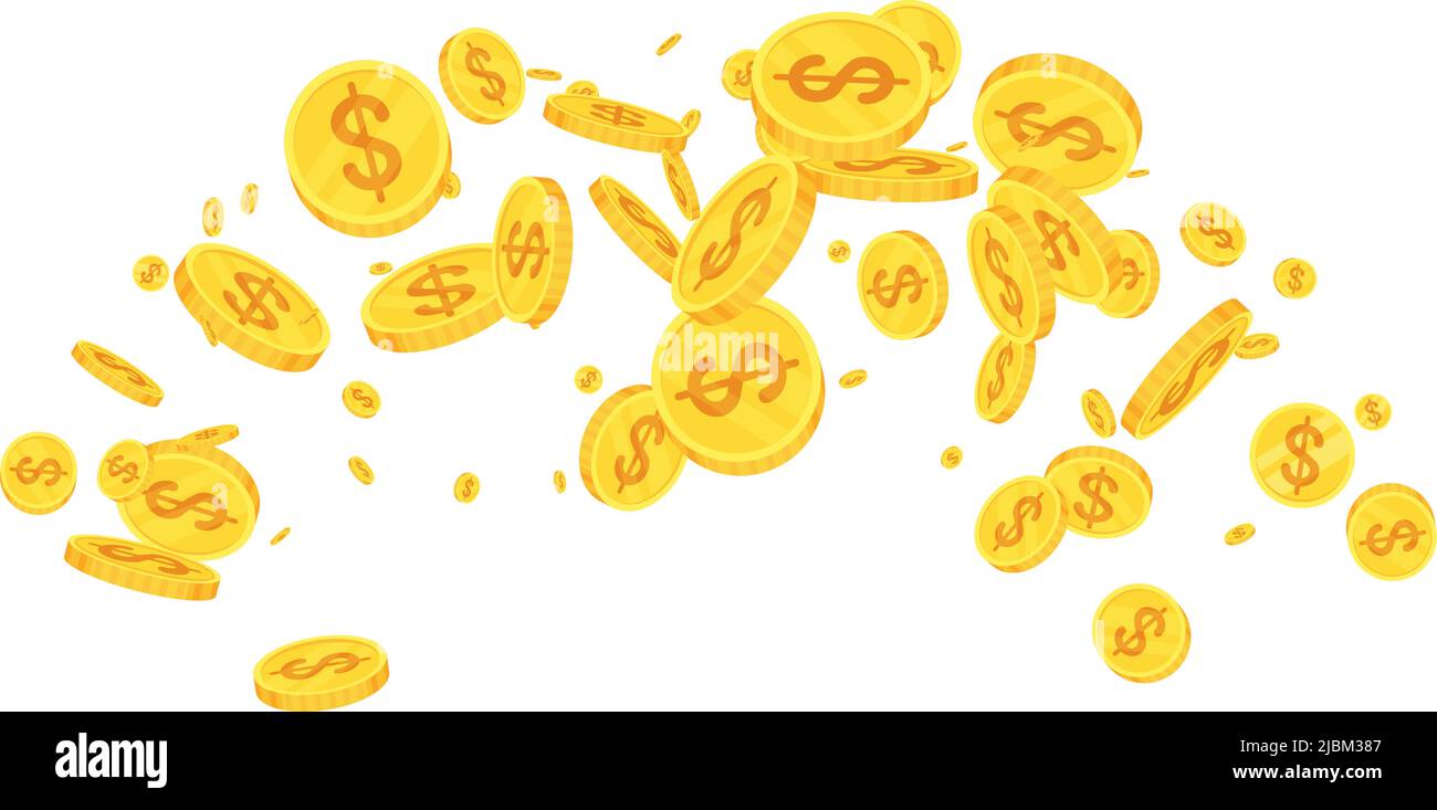 3d flat cartoon golden coins explosion. Flying money Stock Vector Image ...