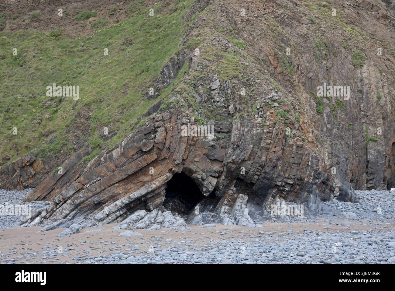 Dramatic faults and folds in cliffs at Welcombe Bay North Devon Stock ...
