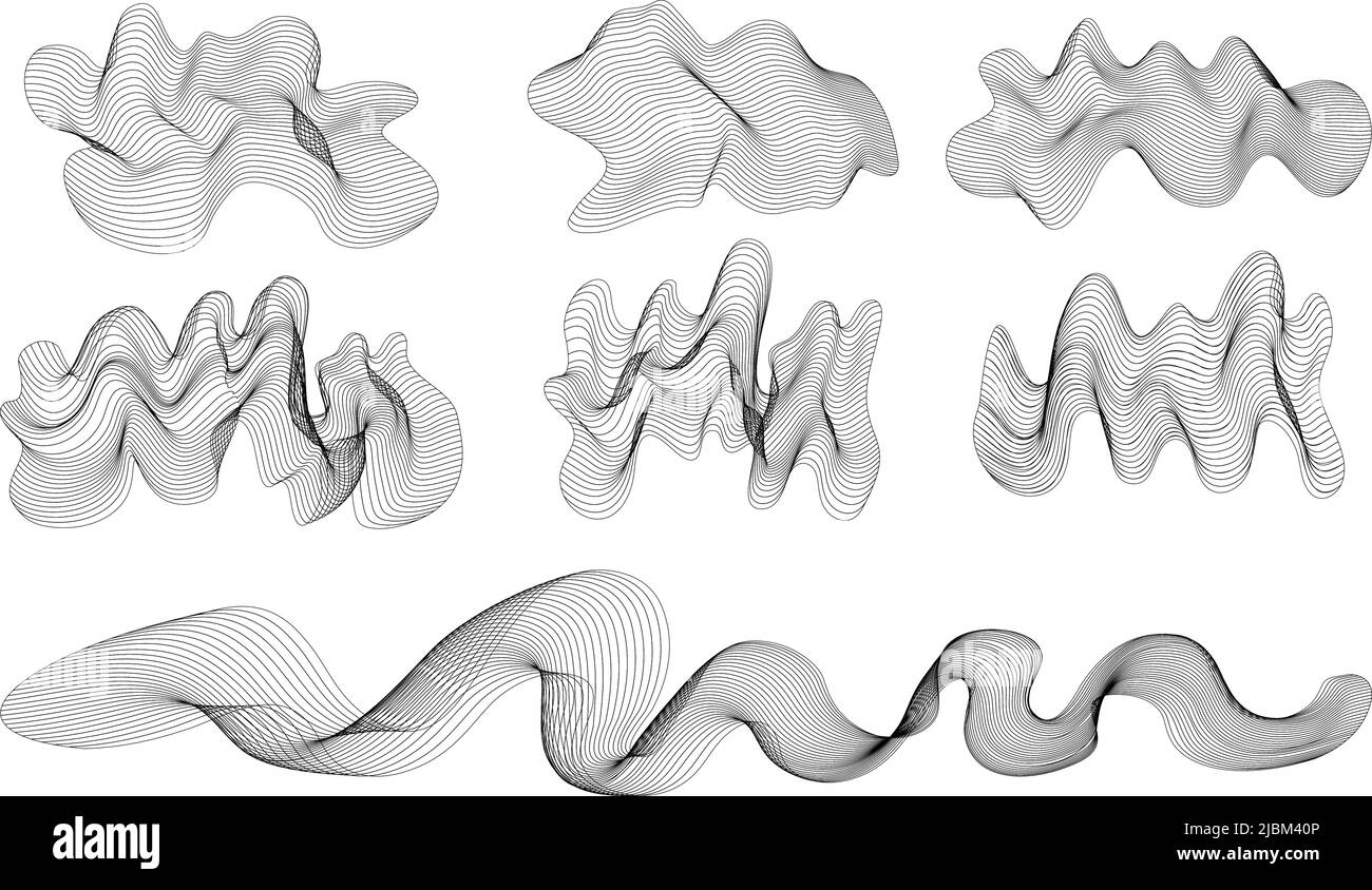 Abstract black and white stripe shape. Liquify Wave form Stock Vector ...