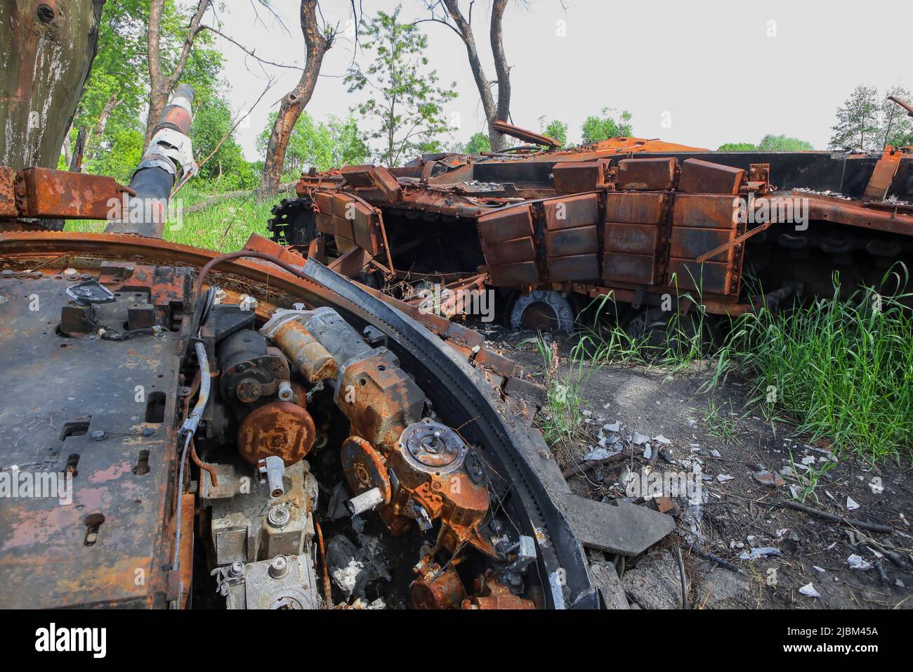 KYIV REGION, UKRAINE - JUNE 4, 2022 - The remains of destroyed Russian ...