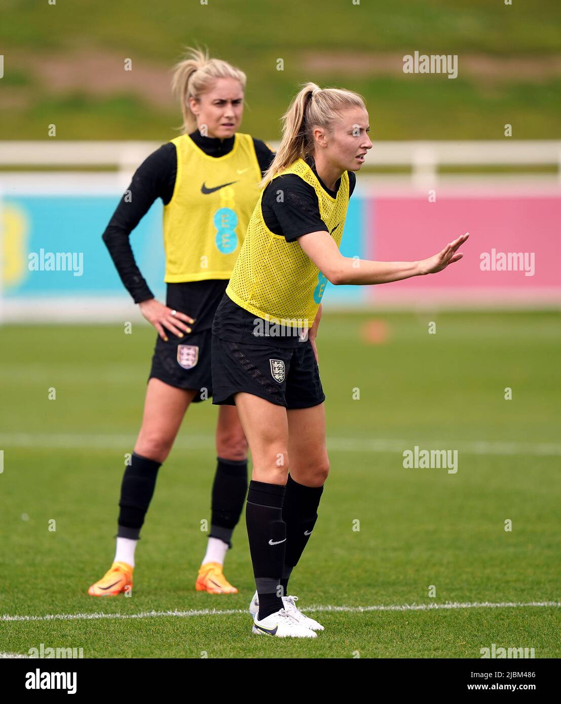 England's Leah Williamson watched by team-mate Steph Houghton during a ...