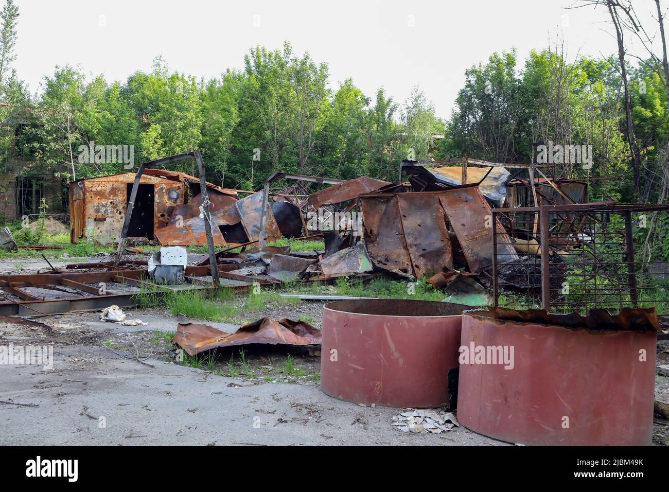 KYIV REGION, UKRAINE - JUNE 4, 2022 - The remains of destroyed Russian ...