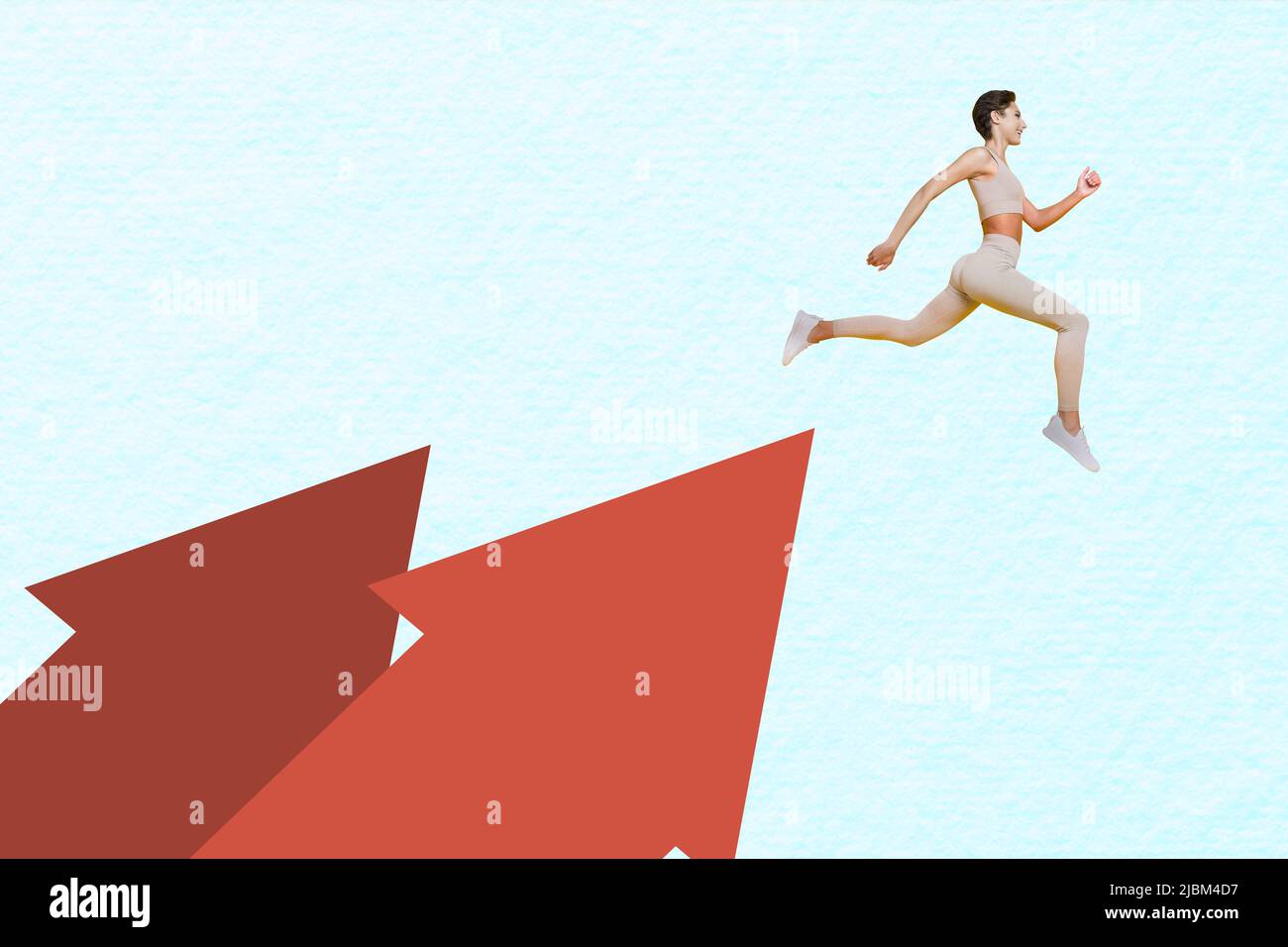 Composite collage picture of sportive person jumping running chasing ...