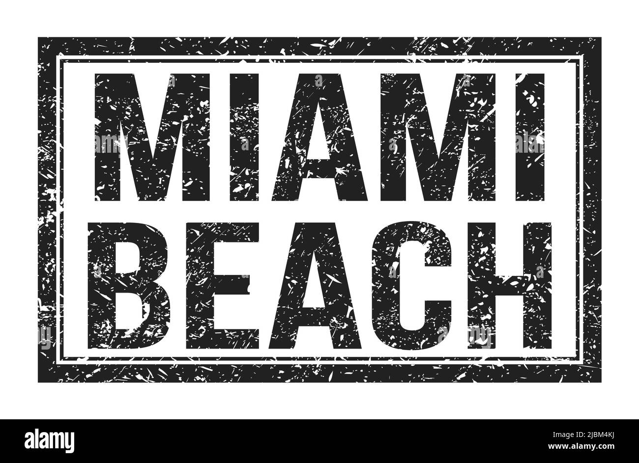 MIAMI BEACH, words written on black rectangle stamp sign Stock Photo ...