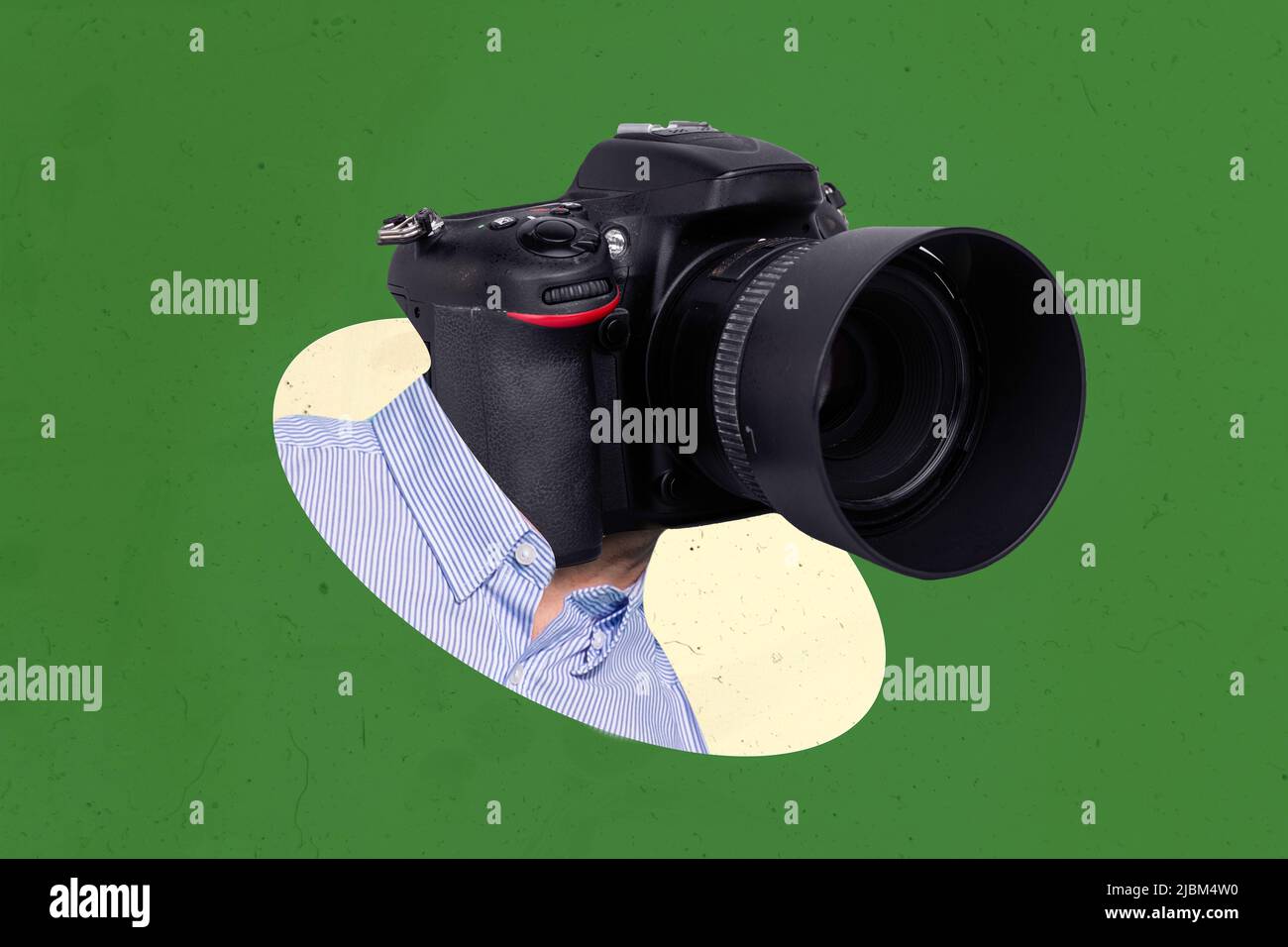 Composite collage picture of person photo camera instead head isolated ...