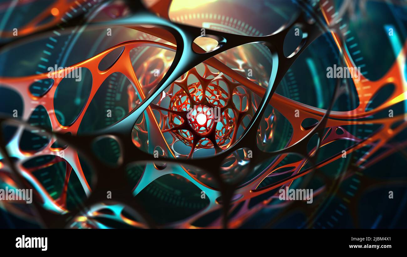 AI concept. Sci-fi 3D illustration. Digital brain, mind and ...