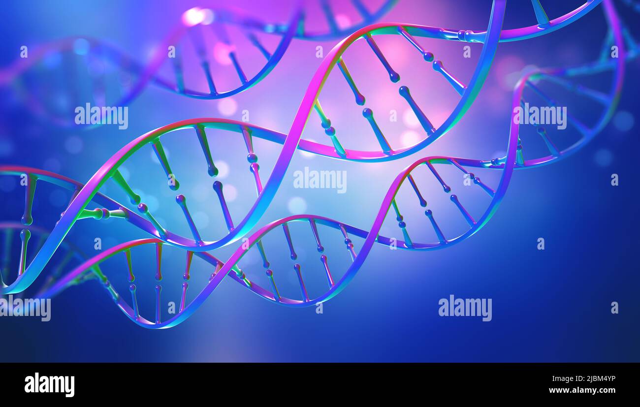 DNA. Study of gene structure of cell. DNA molecule structure. 3D double ...