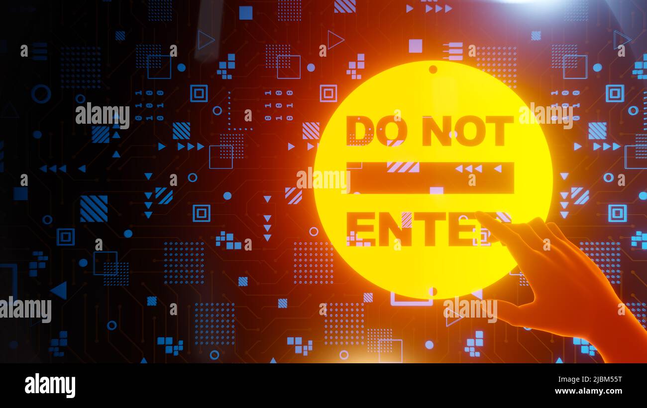 Do not enter stop entry tech digital background 3d render Stock Photo ...