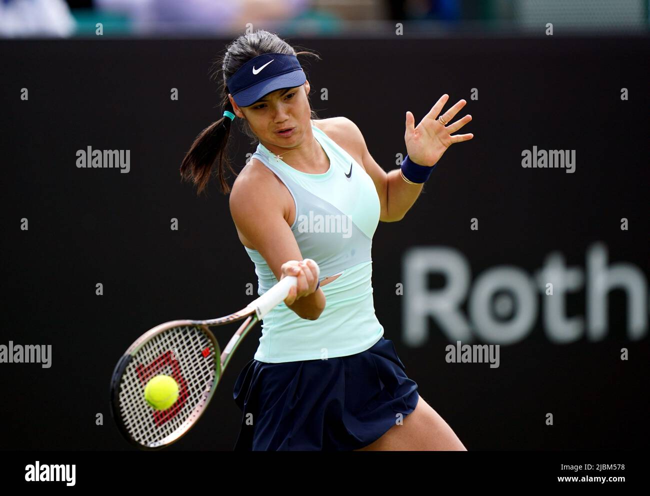 Emma Raducanu in action against Viktorija Golubic on day four of the ...