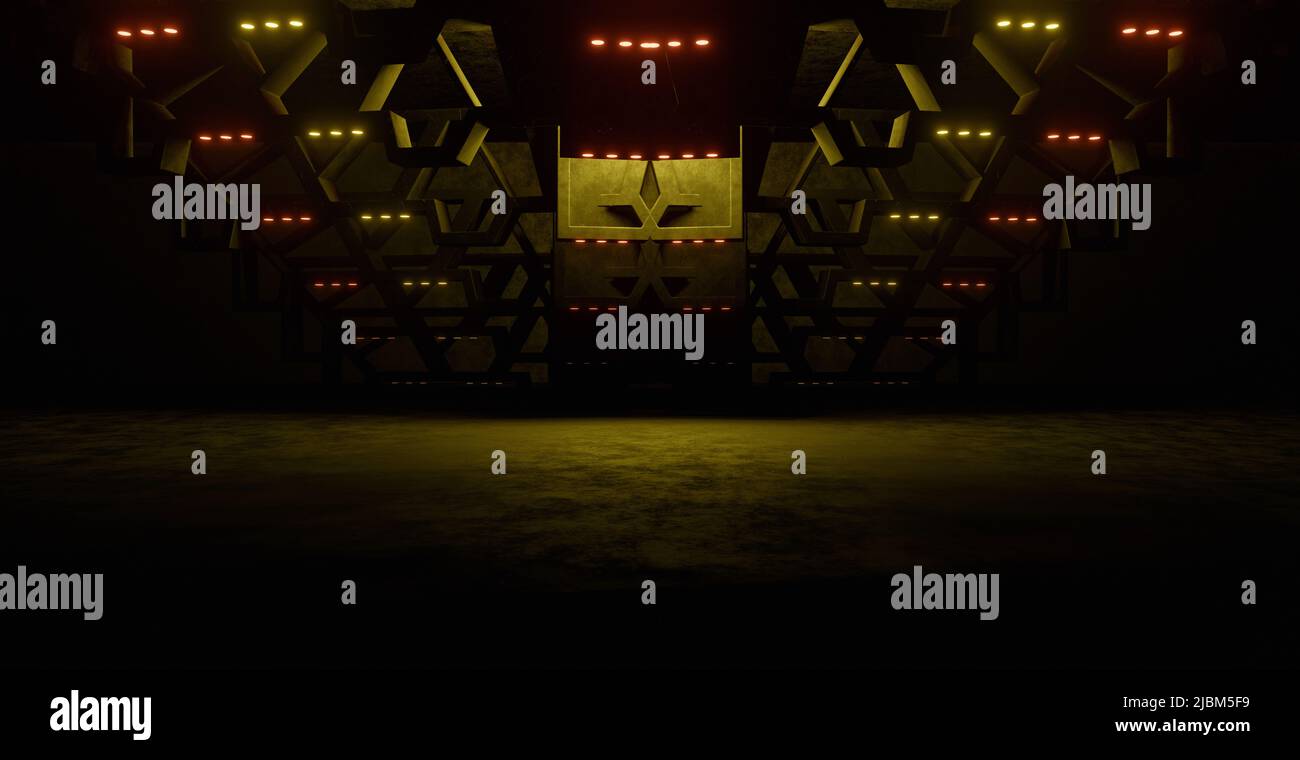 Cyberpunk Alien Hangar Tunnel Futuristic Hallway Cyberpunk Industrial ...