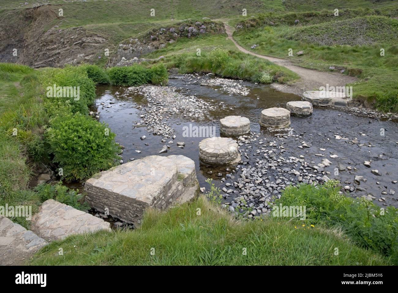 Stepping stones acrosss stream at Widemouth or Welcombe Bay Hartland ...