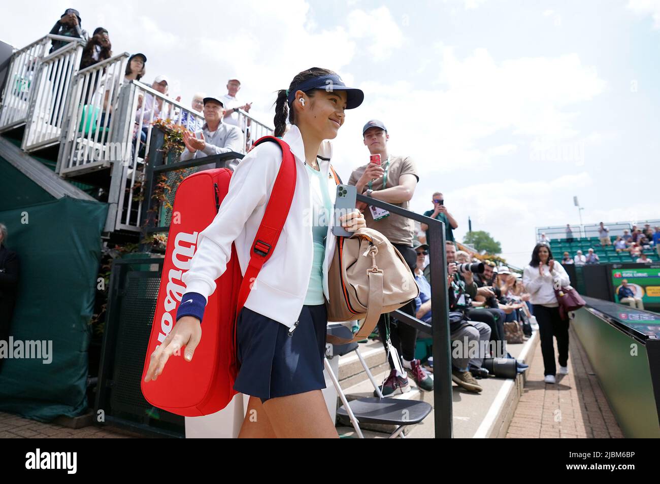 Emma Raducanu walks onto court for her match against Viktorija Golubic ...