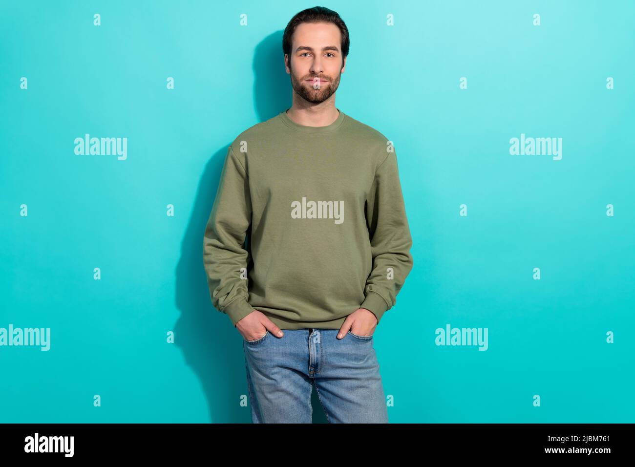 Photo of young man intelligent wear modern outfit agent expert isolated ...