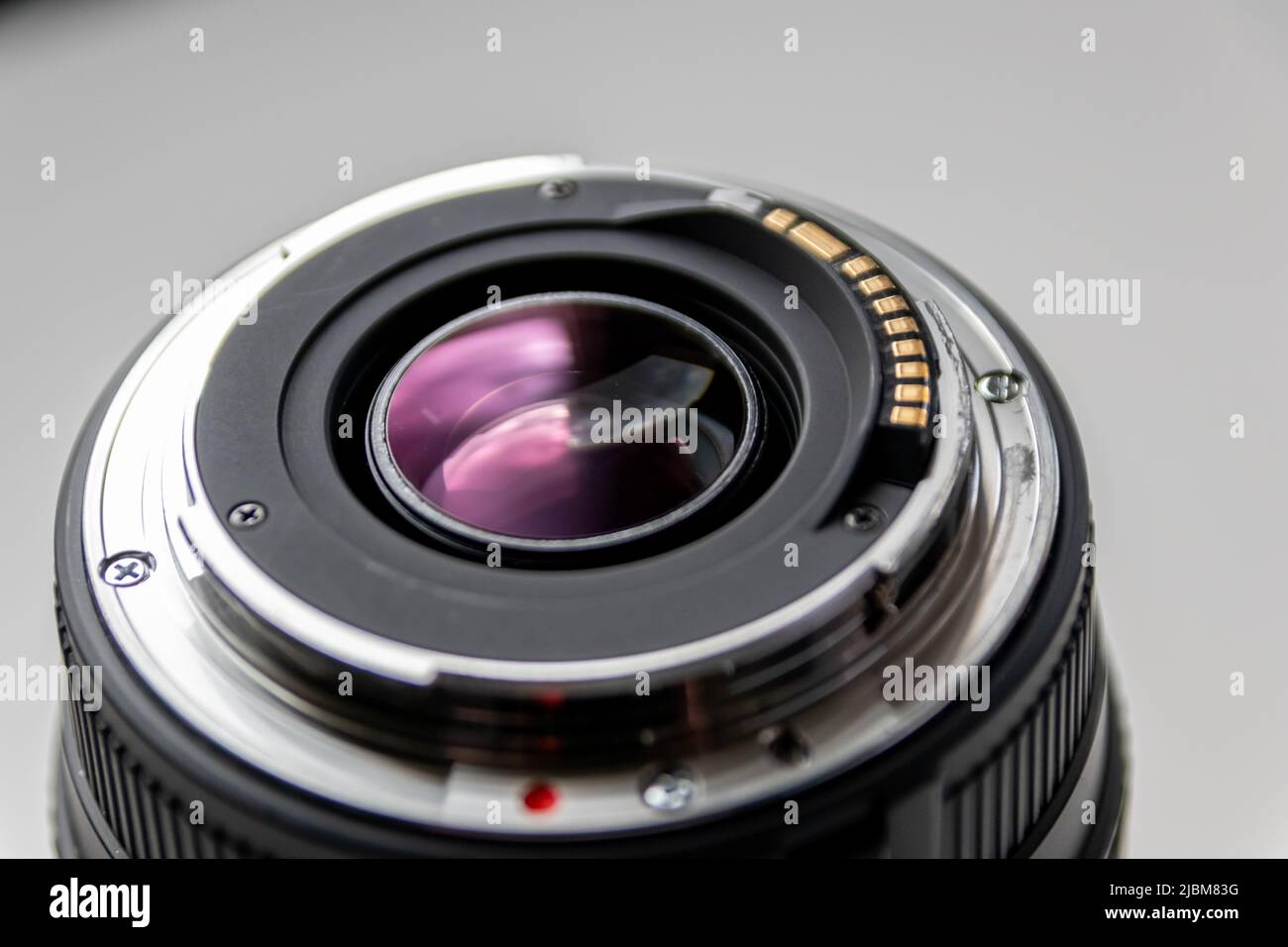 Back side of a dslr camera lens objective for professional photography ...