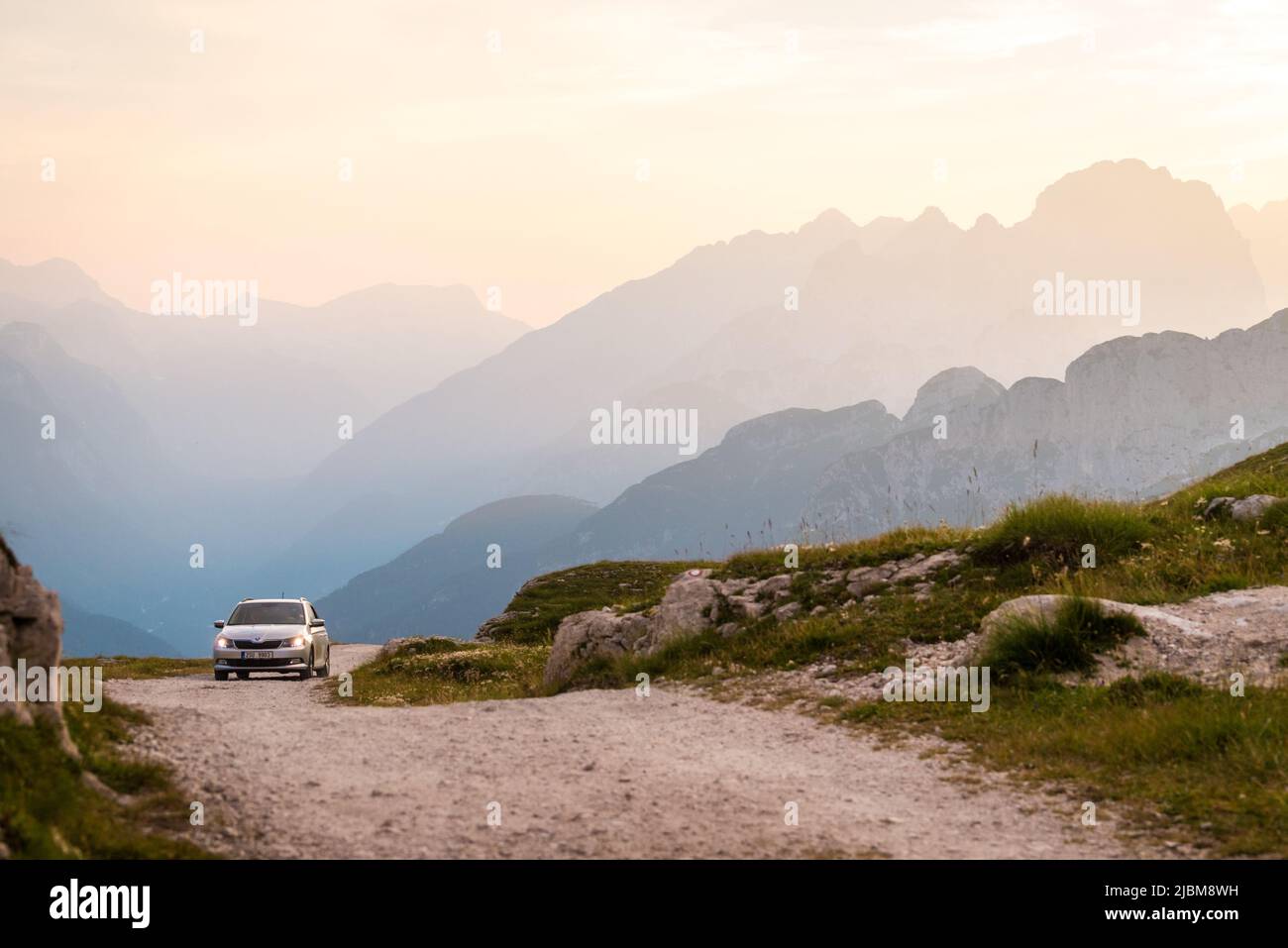 The grand view Mangart mountain in Triglav national park, Julian alps ...