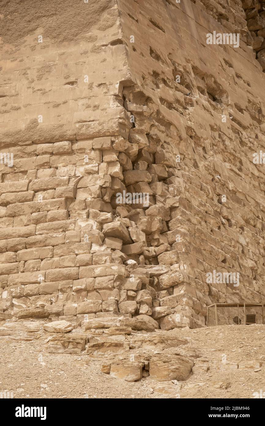 Close up of corner erosion of the Meidum Pyramid Known as the ...