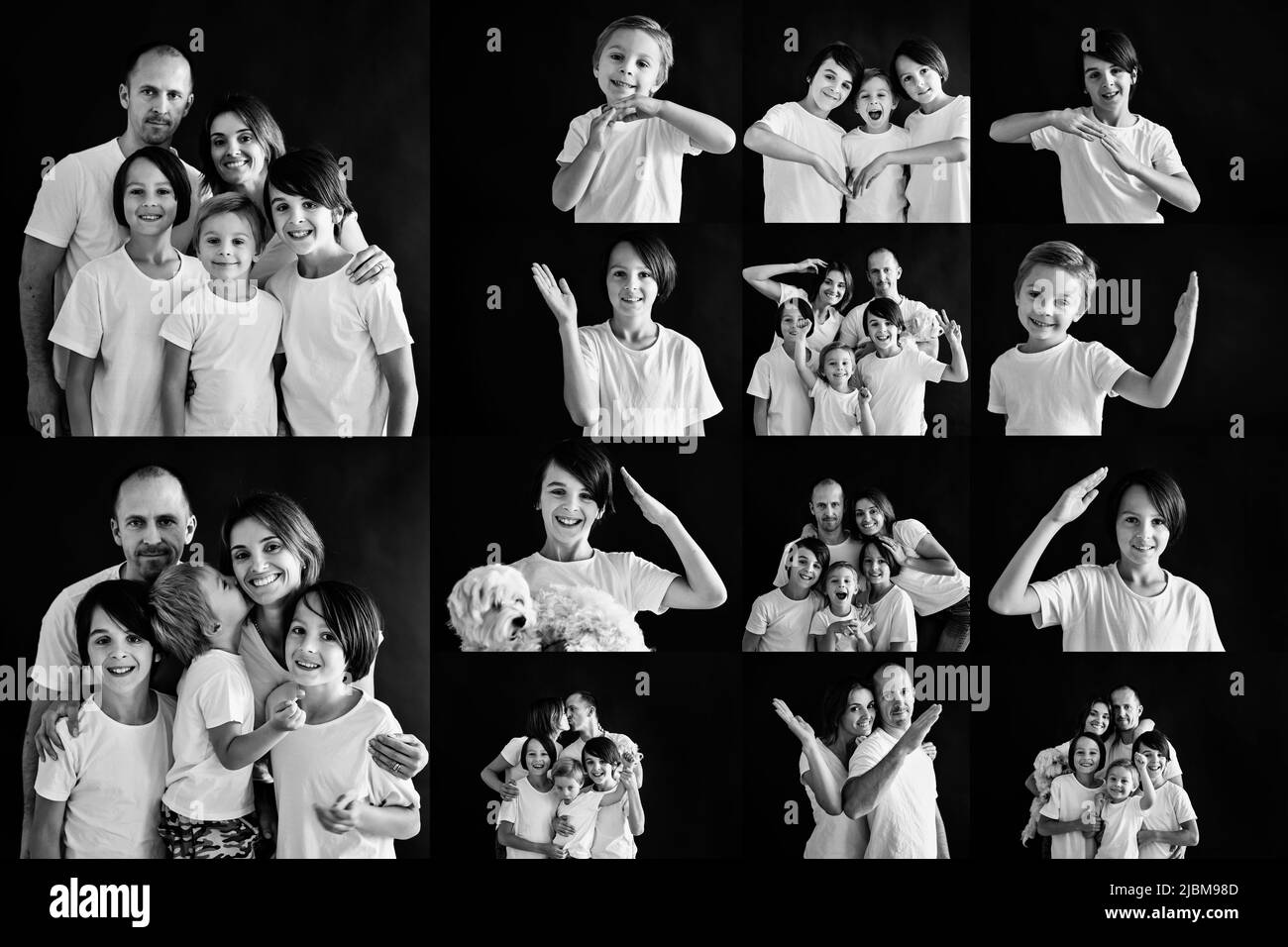 Isolated portrait of a children and parents,, family, happy people on ...