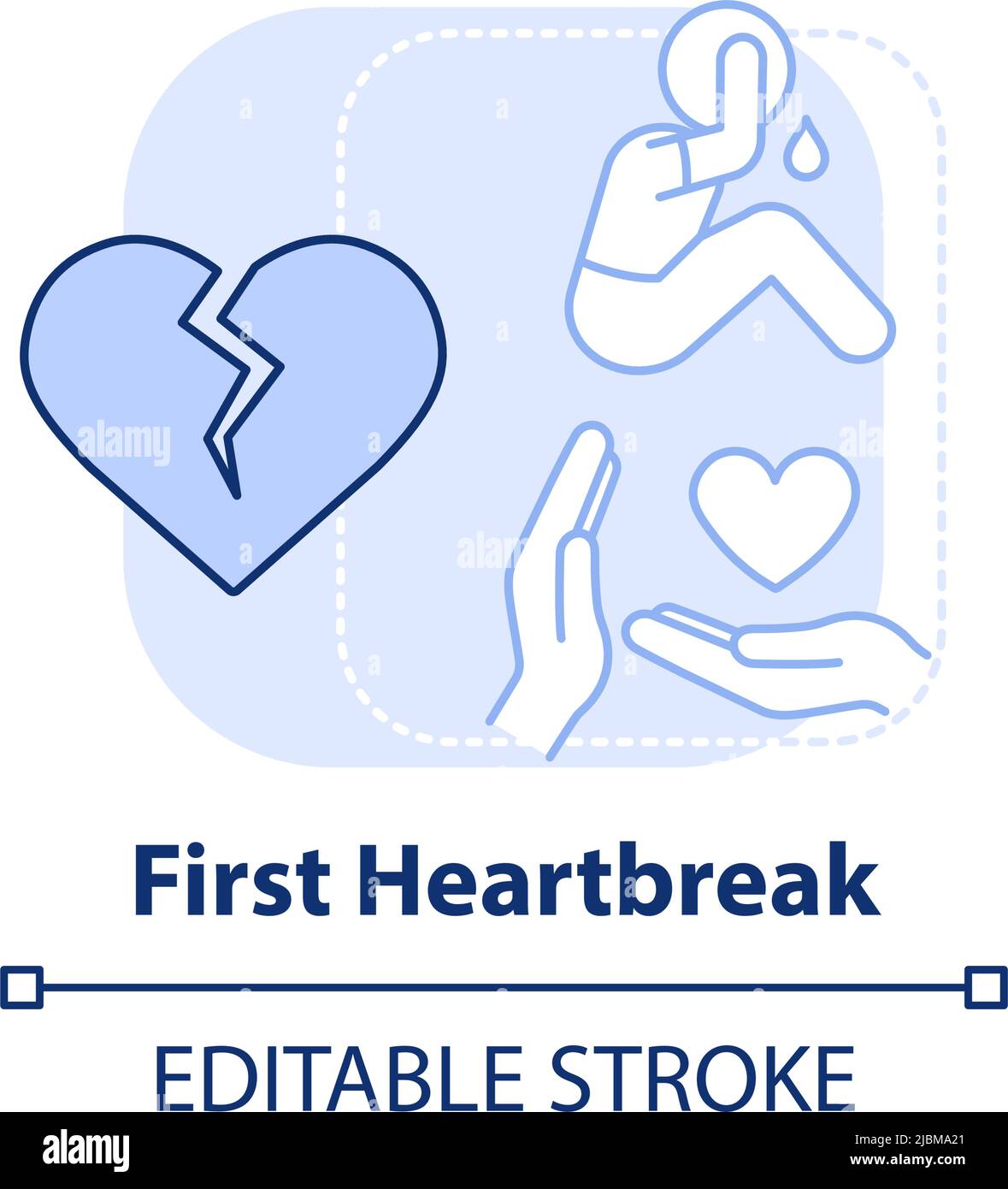 First heartbreak light blue concept icon Stock Vector Image & Art - Alamy