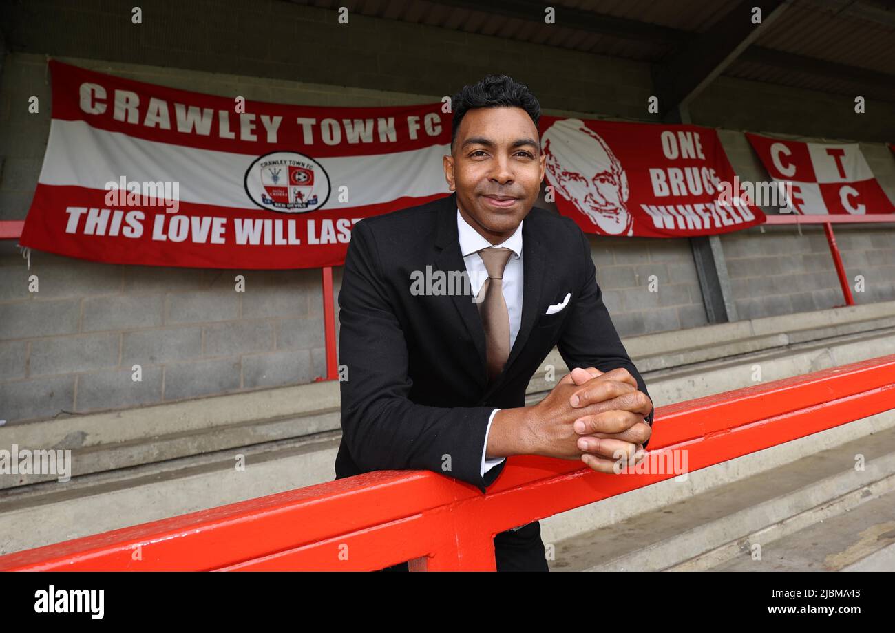 Crawley, UK. 7th June, 2022. Crawley Town Football Club's new manager ...