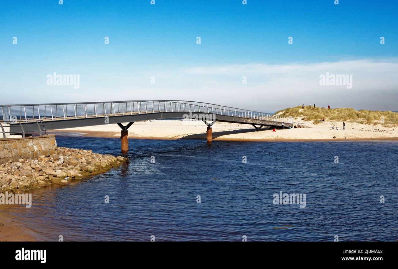 LOSSIEMOUTH MORAY SCOTLAND NEW BRIDGE OVER THE RIVER LOSSIE LINKING ...