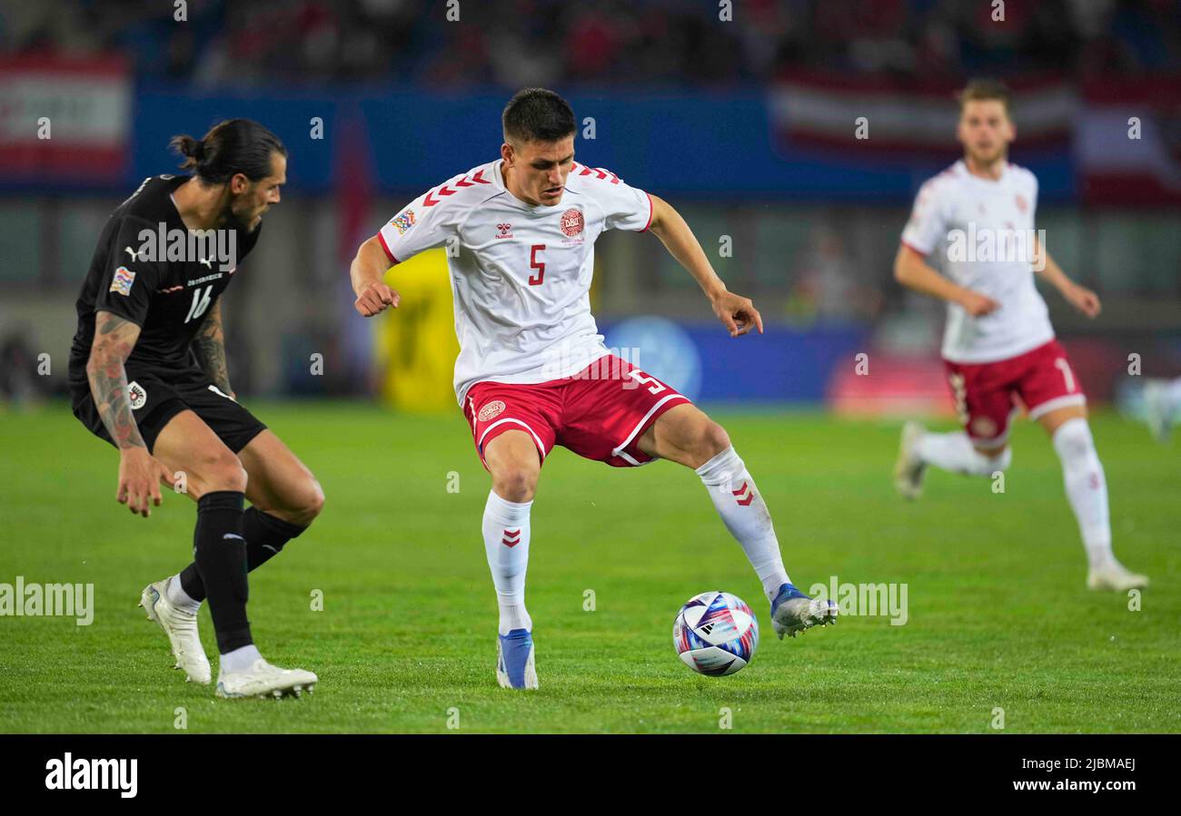 Ernst-Happel Stadium, Vienna, Austria. 6th June, 2022. Joakim Maehle of ...