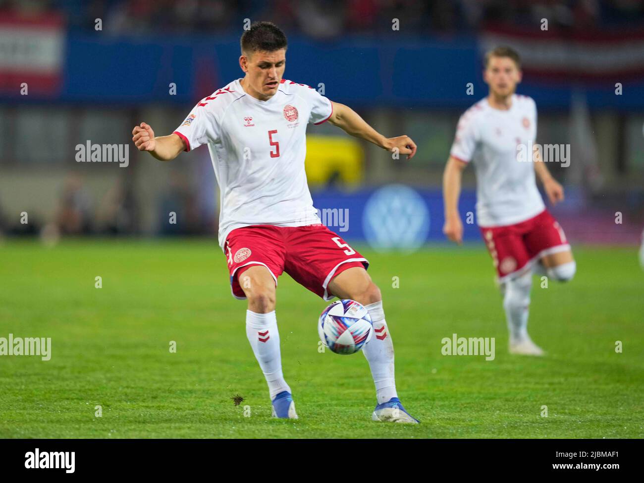 Ernst-Happel Stadium, Vienna, Austria. 6th June, 2022. Joakim Maehle of ...