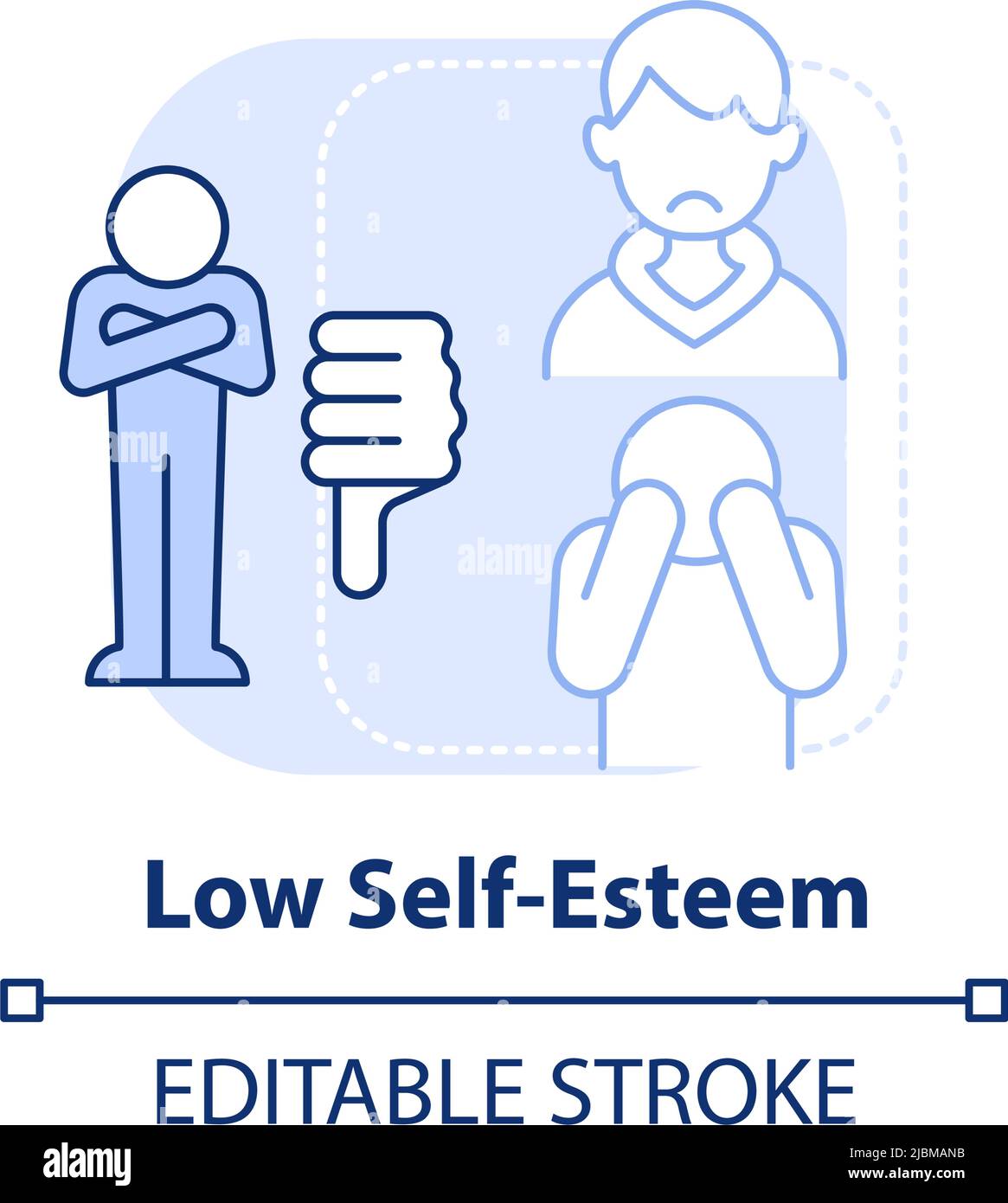 Low self-esteem light blue concept icon Stock Vector Image & Art - Alamy
