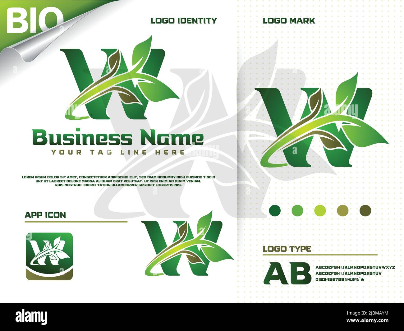 Initial letter W with Green leaf logo design vectorInitial letter W ...