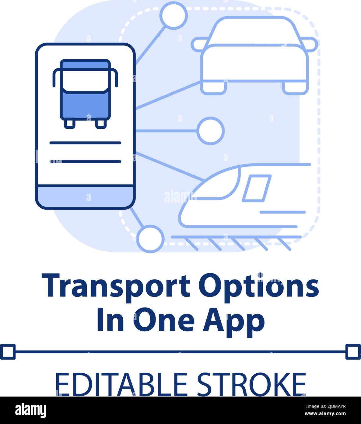 Transport options in one app light blue concept icon Stock Vector Image ...