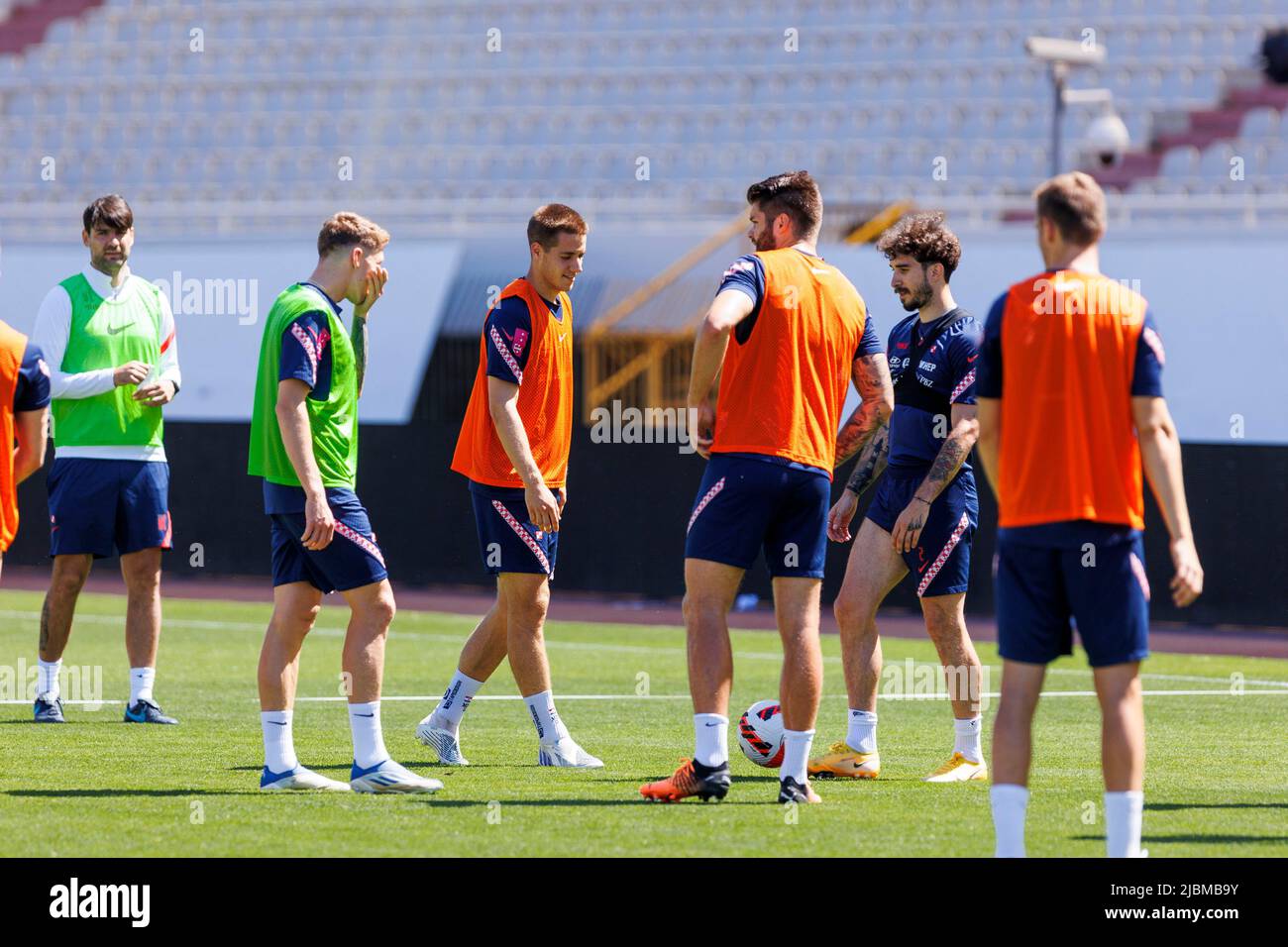 Split, Croatia. 07th June, 2022. Football players during the practice ...