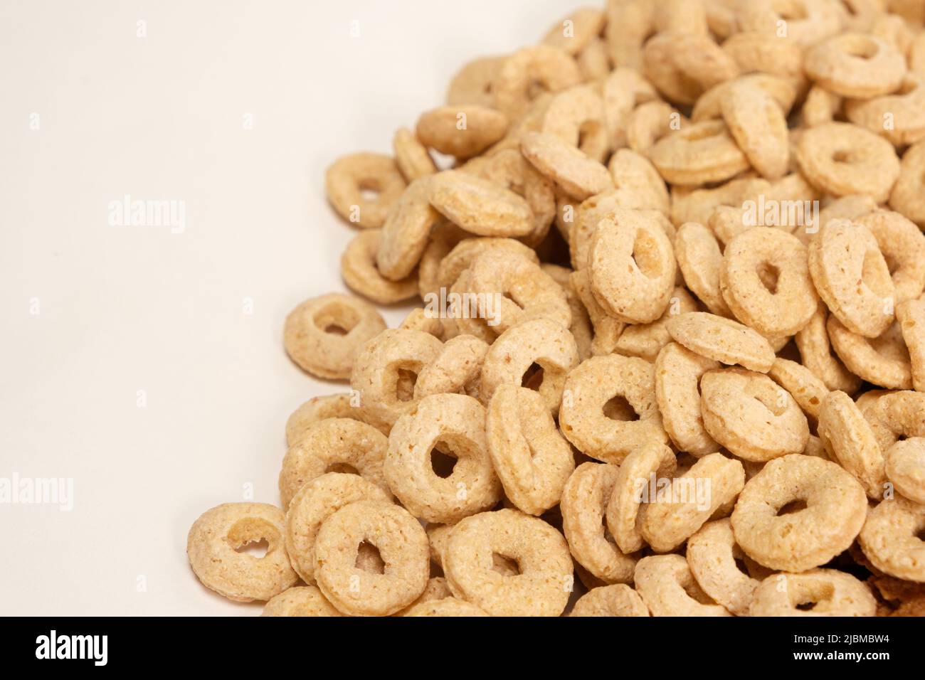 Corn rings on a white background. view from above. Quick breakfast ...