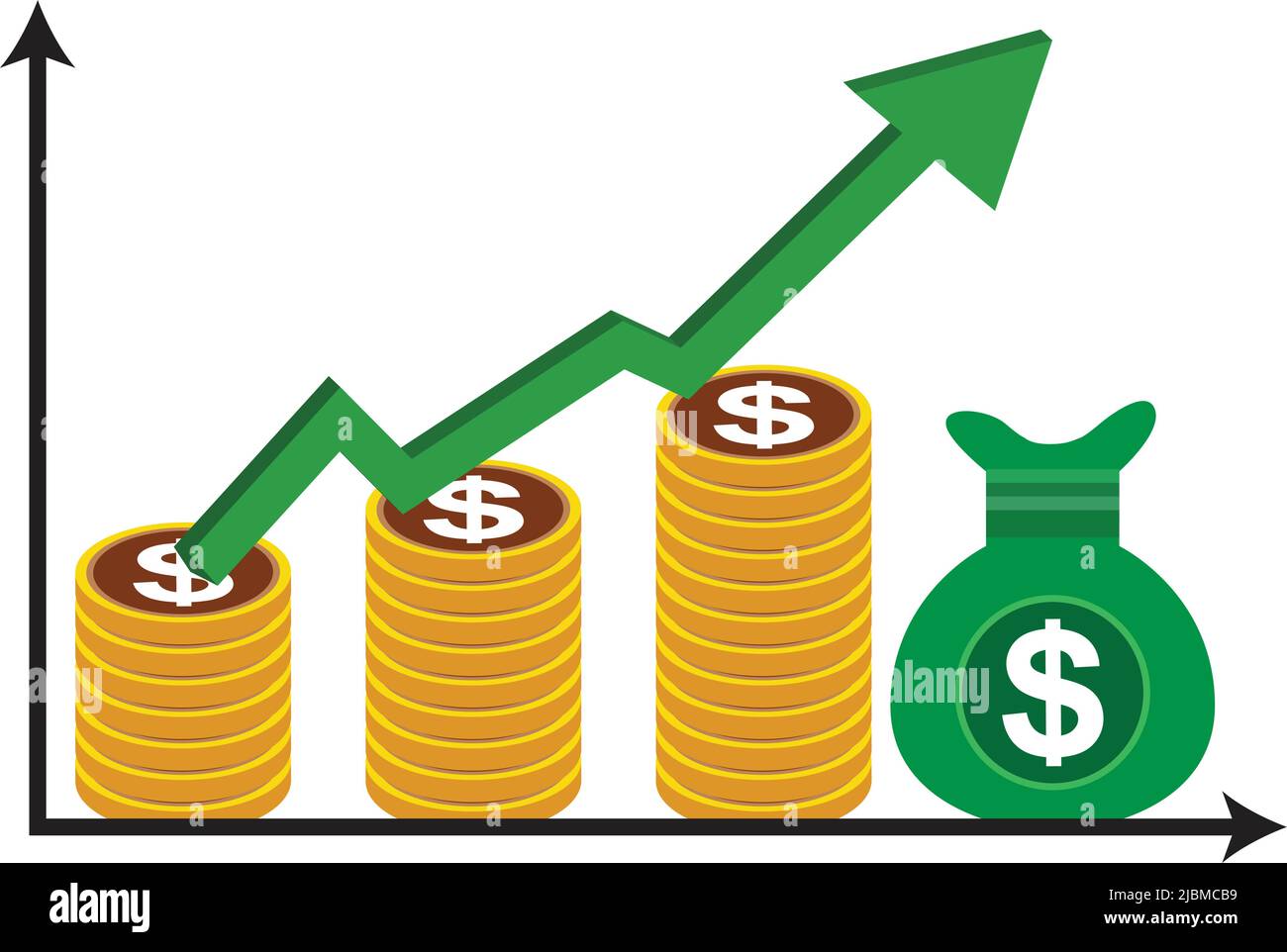 Financial growth graph money bag Stock Vector Images - Alamy